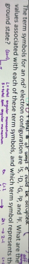 Solved The term symbols for an nd2 ﻿electron configuration | Chegg.com