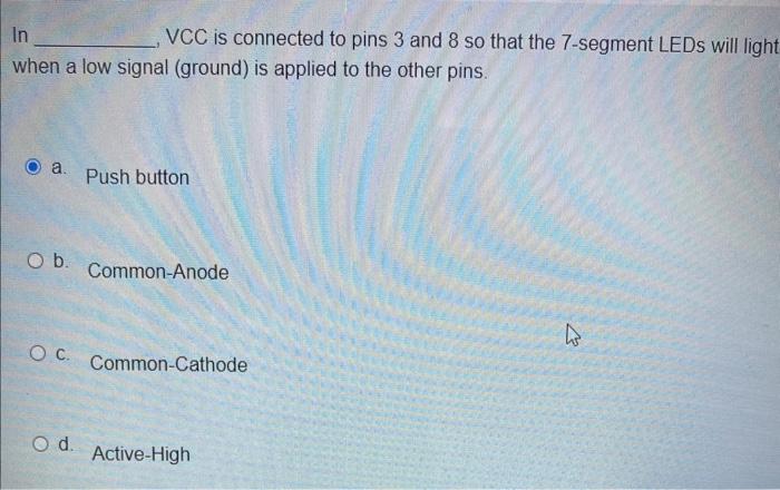 Solved In VCC is connected to pins 3 and 8 so that the 7 | Chegg.com