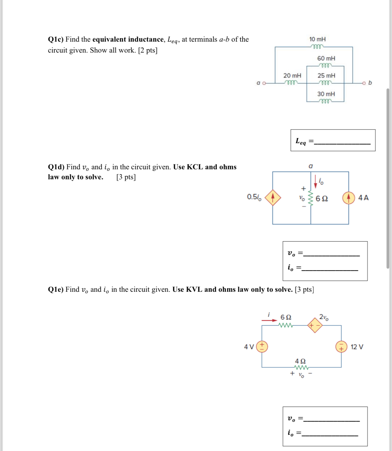 Solved Q1c) ﻿Find the equivalent inductance, Leq, ﻿at | Chegg.com