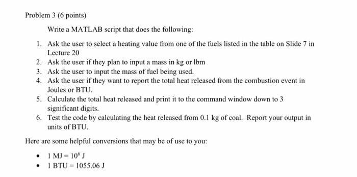 Solved Problem 3 6 Points Write A Matlab Script That Does 