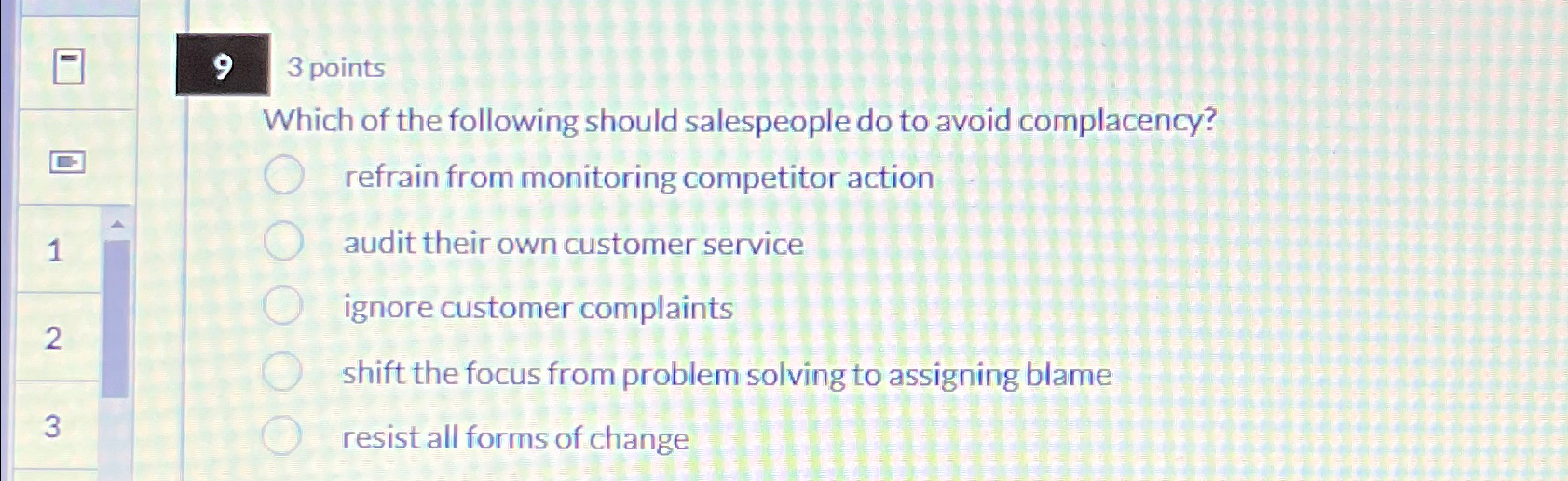 Solved 3 pointsWhich of the following should salespeople do | Chegg.com Solved 3 pointsWhich of the following should salespeople do | Chegg.com