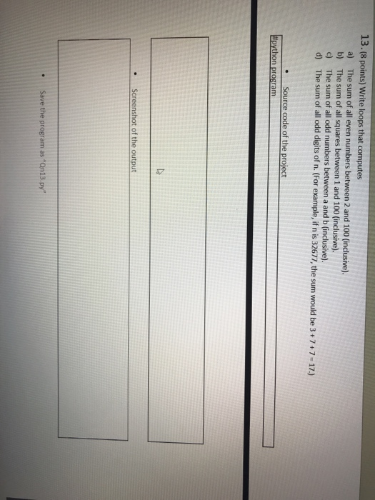 Solved 13 8 Points Write Loops That Computes A The Sum 6304