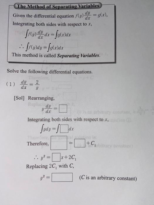 Solved The Method of Separating Variables Given the | Chegg.com