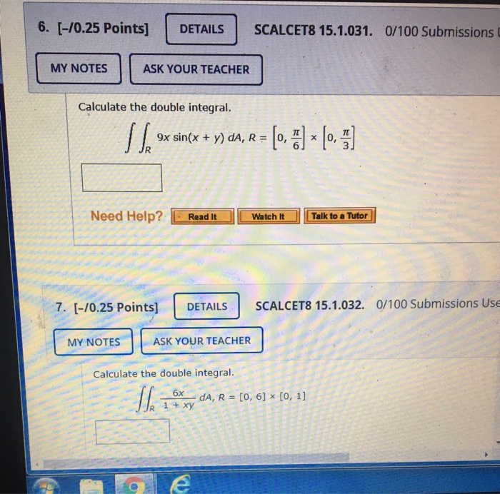 Solved 6. [-70.25 Points] DETAILS SCALCET8 15.1.031. 0/100 | Chegg.com