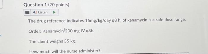 Solved Question 1 (20 points) Listen The drug reference | Chegg.com