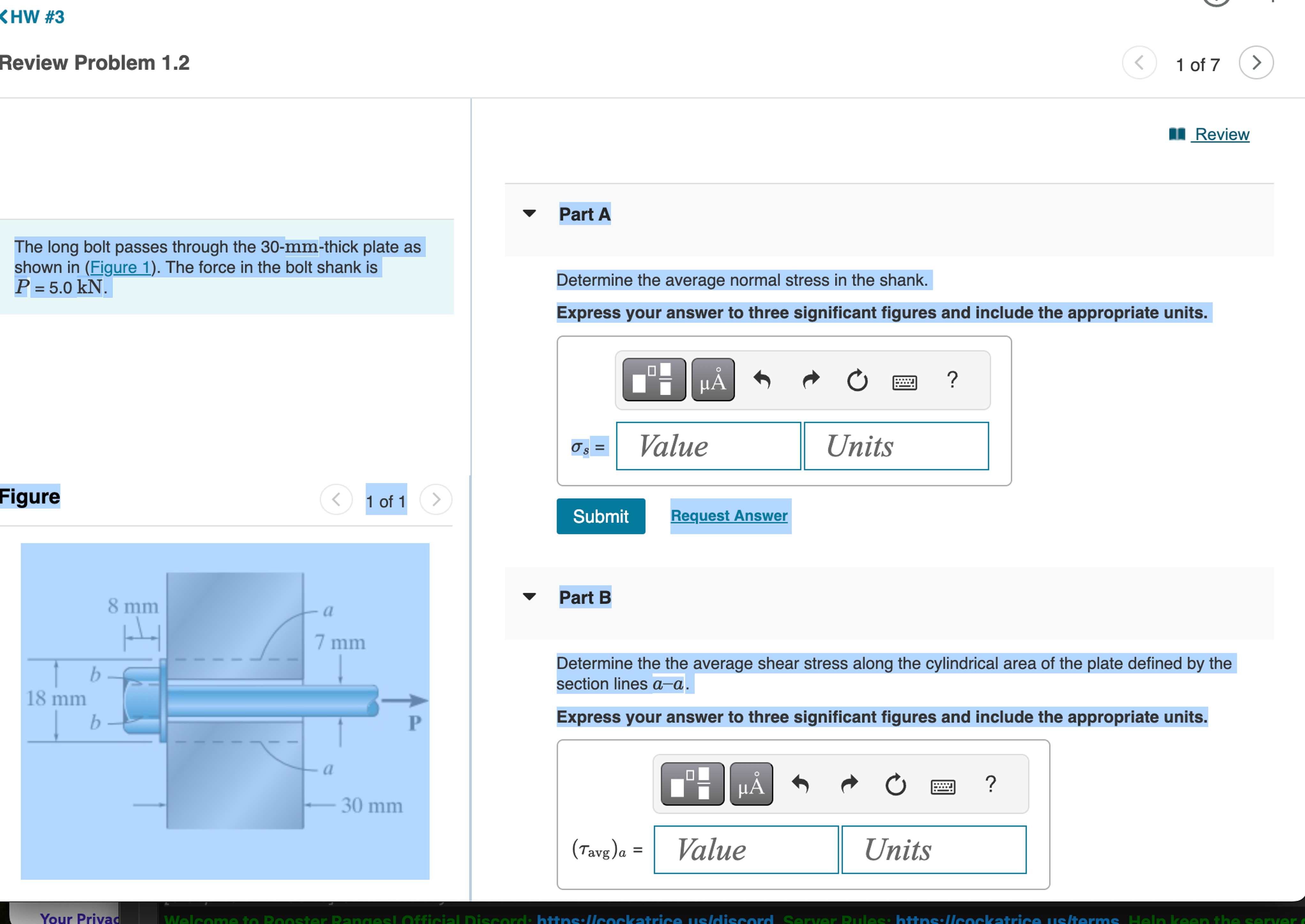 Solved The long bolt passes through the 30 -mm-thick plate | Chegg.com