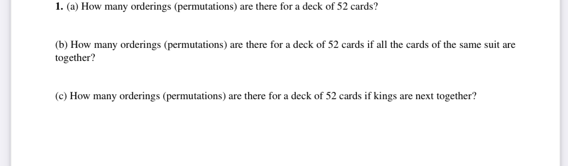 Solved (a) ﻿How many orderings (permutations) ﻿are there for | Chegg.com