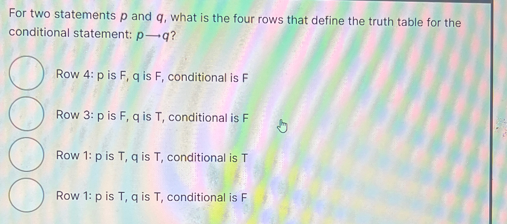 Solved For two statements p ﻿and q, ﻿what is the four rows | Chegg.com