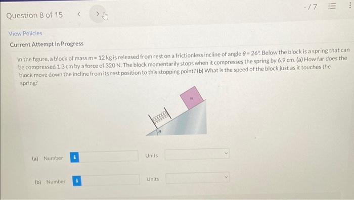 Solved In the figure, a block of mass m=12 kg is released | Chegg.com
