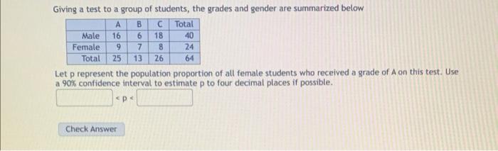 Solved Giving a test to a group of students, the grades and | Chegg.com