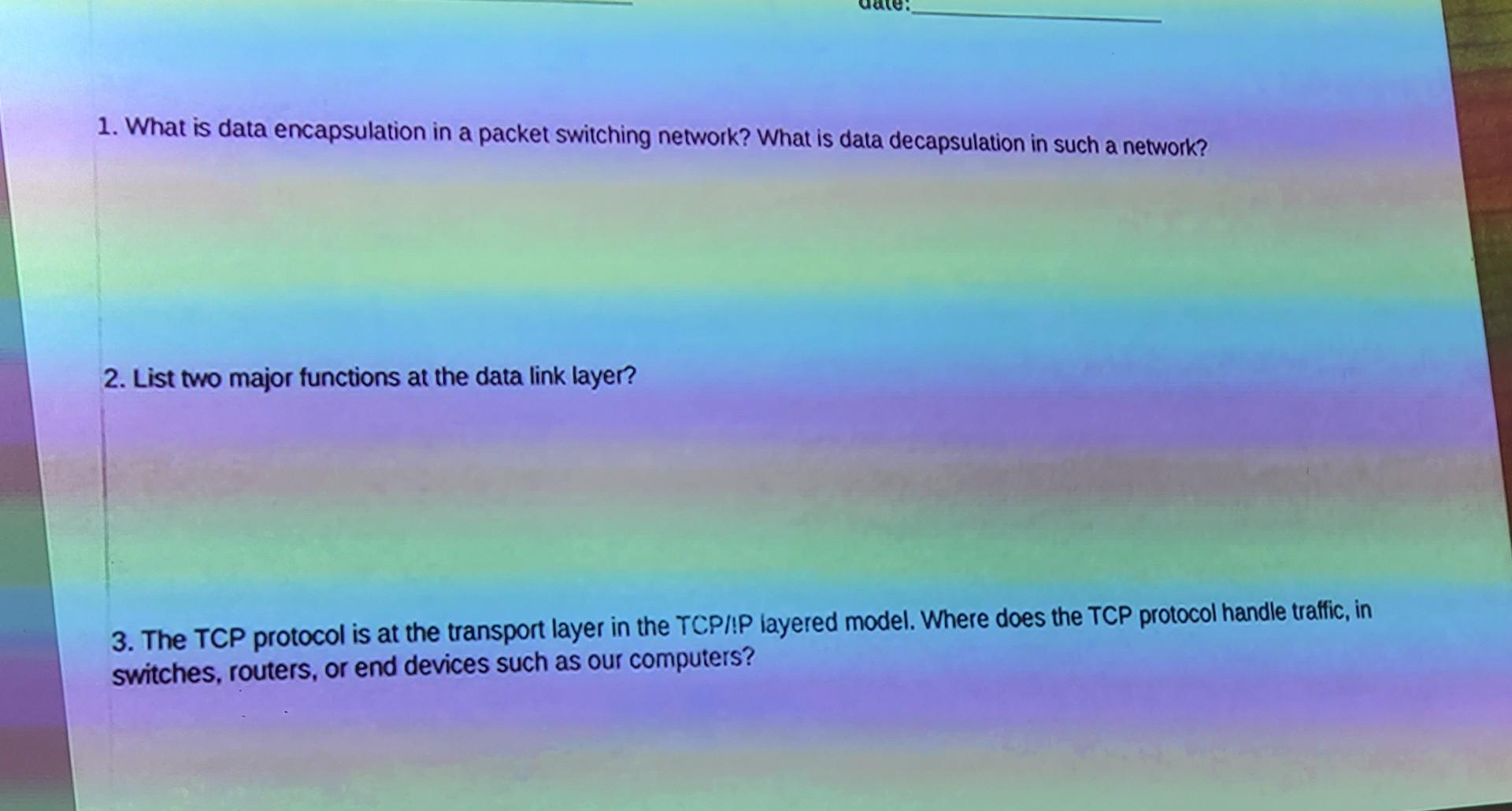 Solved 1 What Is Data Encapsulation In A Packet Switching 8823