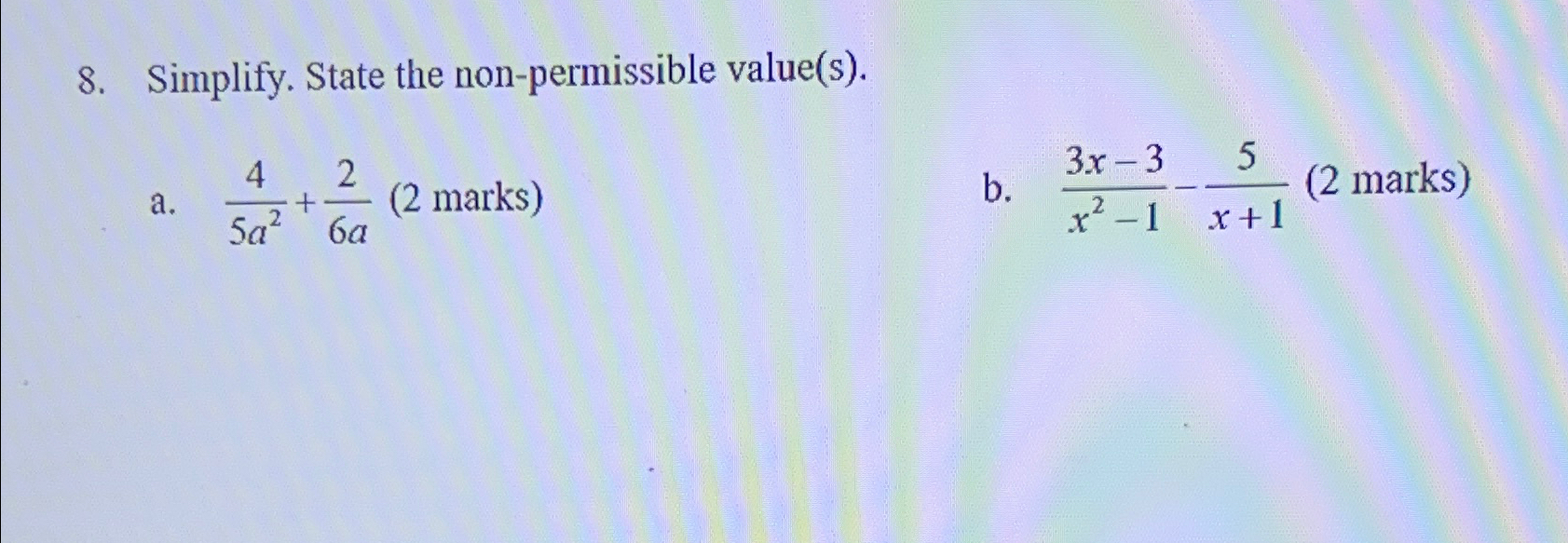 Simplify. State the non-permissible | Chegg.com