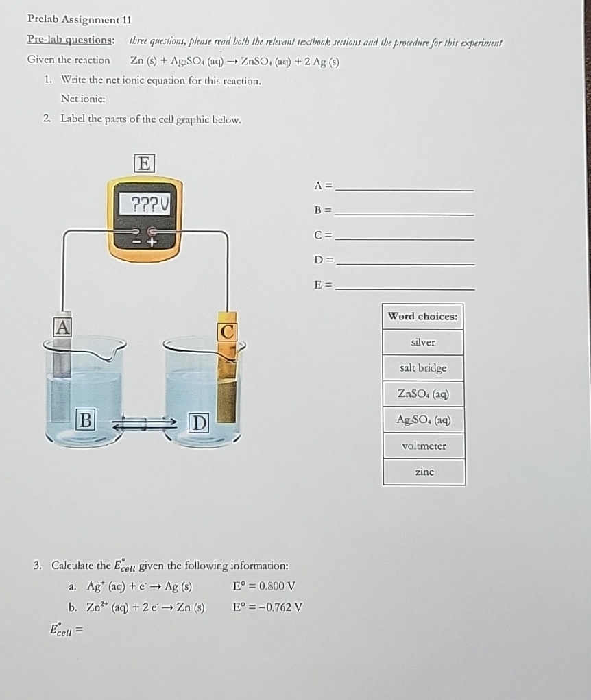 Solved Prelab Assignment 11Pre-lab questions: three | Chegg.com