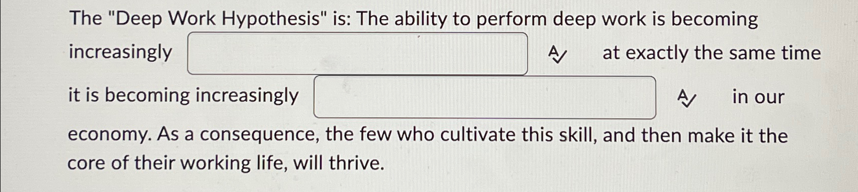 Solved The "Deep Work Hypothesis" is: The ability to perform | Chegg.com