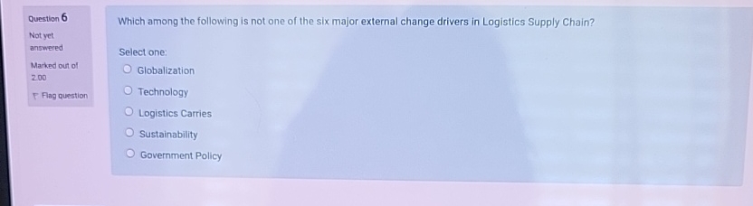 Solved Question 6Not yet answeredMarked out of2.00Flag | Chegg.com Solved Question 6Not yet answeredMarked out of2.00Flag | Chegg.com