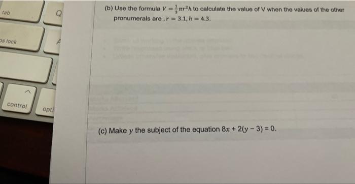 Solved \r\n(b) Use the formula \\( V=\\frac{1}{3} \\pi r^{2} | Chegg.com