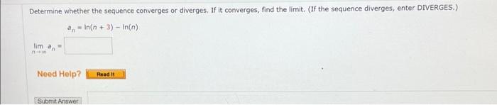 Solved Determine whether the sequence converges or diverges, | Chegg.com