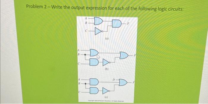 Solved Problem 2 Write The Output Expression For Each Of 
