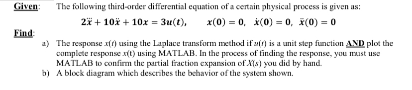 Solved Given: The following third-order differential | Chegg.com