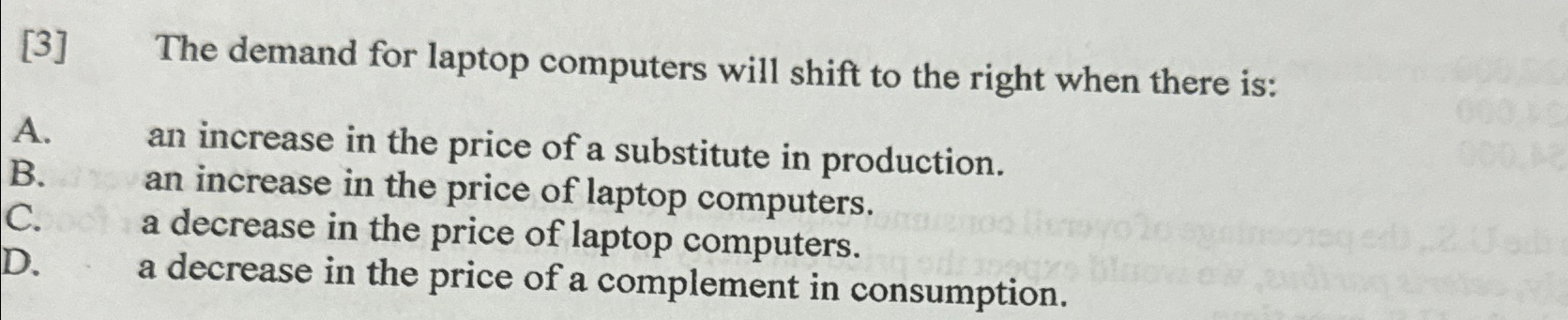 Solved [3] ﻿The demand for laptop computers will shift to | Chegg.com