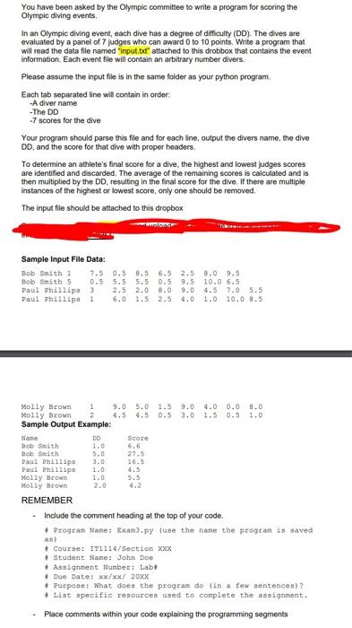 Solved You have been asked by the Olympic committee to write | Chegg.com