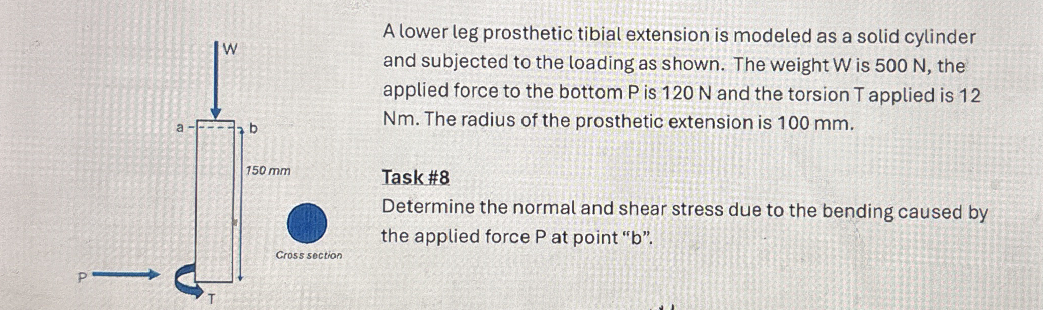 Solved A lower leg prosthetic tibial extension is modeled as | Chegg.com