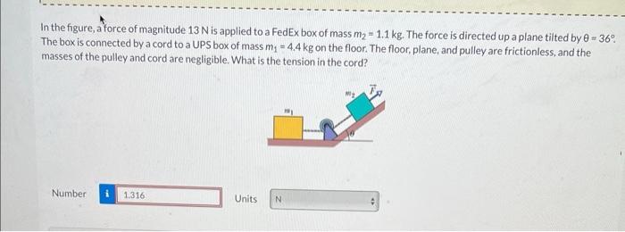 Solved In the figure, a force of magnitude 13 N is applied | Chegg.com