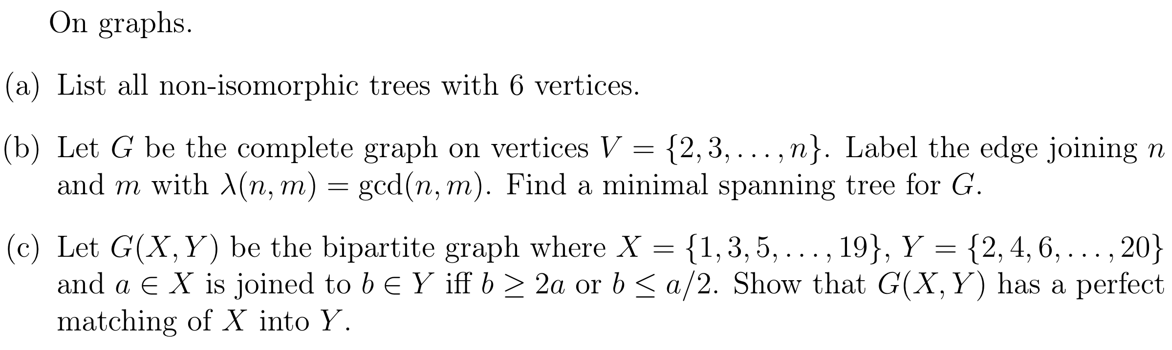 Solved On graphs.(a) ﻿List all non-isomorphic trees with 6 | Chegg.com
