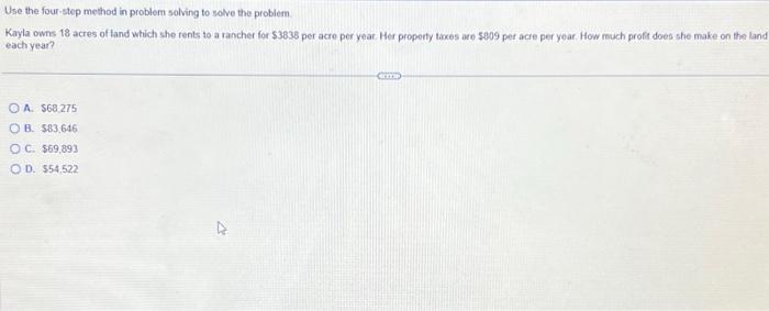 Solved Use the four-step method in problem solving to solve | Chegg.com