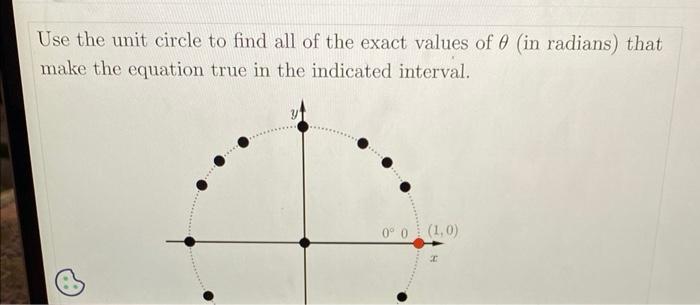 Solved Use the unit circle to find all of the exact values | Chegg.com
