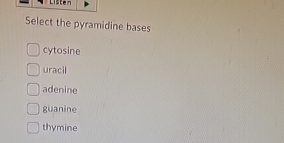 Select the pyramidine | Chegg.com