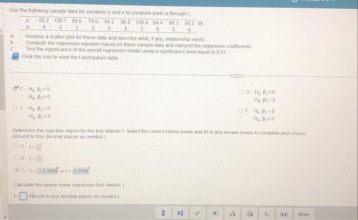 [Solved]: Use the following sample data for variables y and