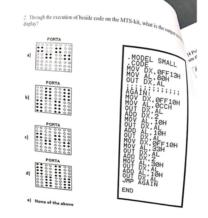 Solved 2. Through the execution of beside code on the | Chegg.com