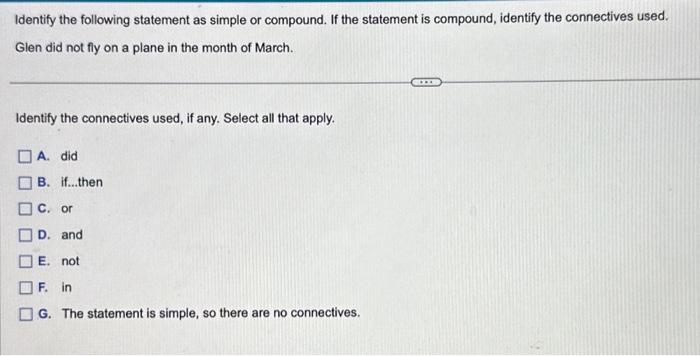 Solved Identify the statement as simple or compound. If the | Chegg.com