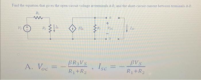 Solved Find the equation that gives the open-circuit voltage | Chegg.com