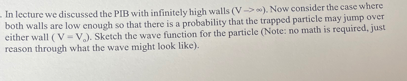 Solved In lecture we discussed the PIB with infinitely high | Chegg.com