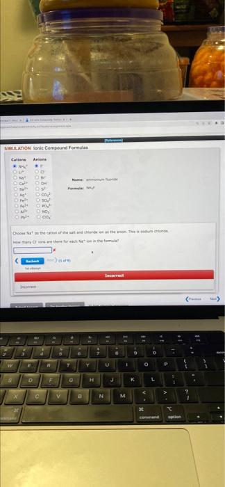 Solved SIMULATION Ionic Compound Formulas Cations Anion NHC | Chegg.com