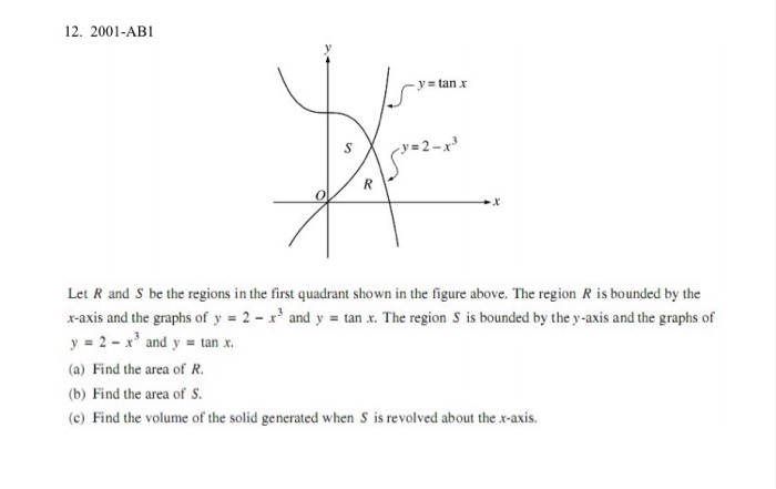 Solved 12. 2001-ABI tanr Let R and S be the regions in the | Chegg.com