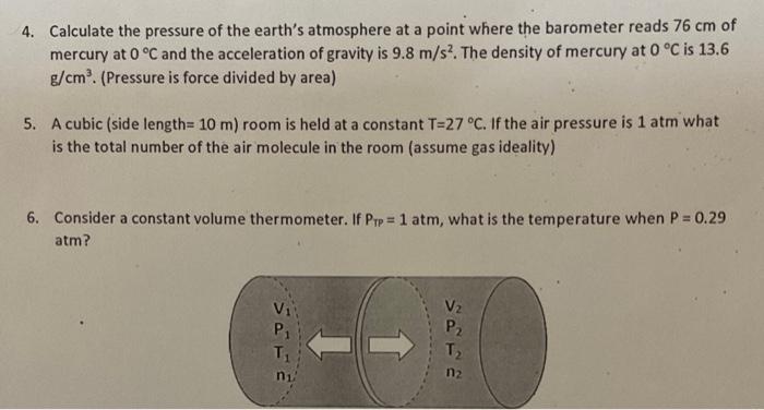 Solved 4. Calculate the pressure of the earth's atmosphere | Chegg.com