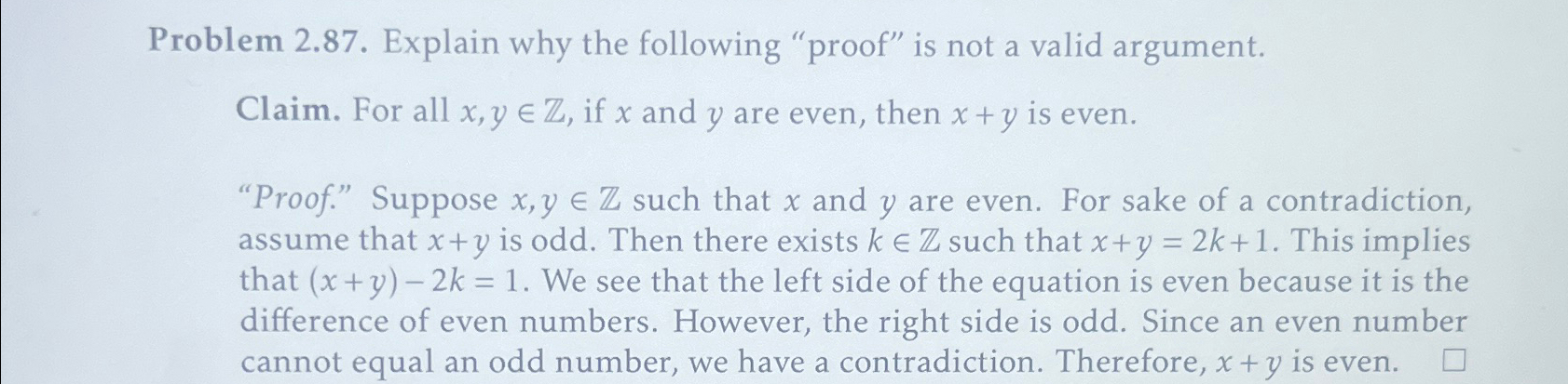 Solved Problem 2.87. ﻿Explain why the following "proof" is | Chegg.com