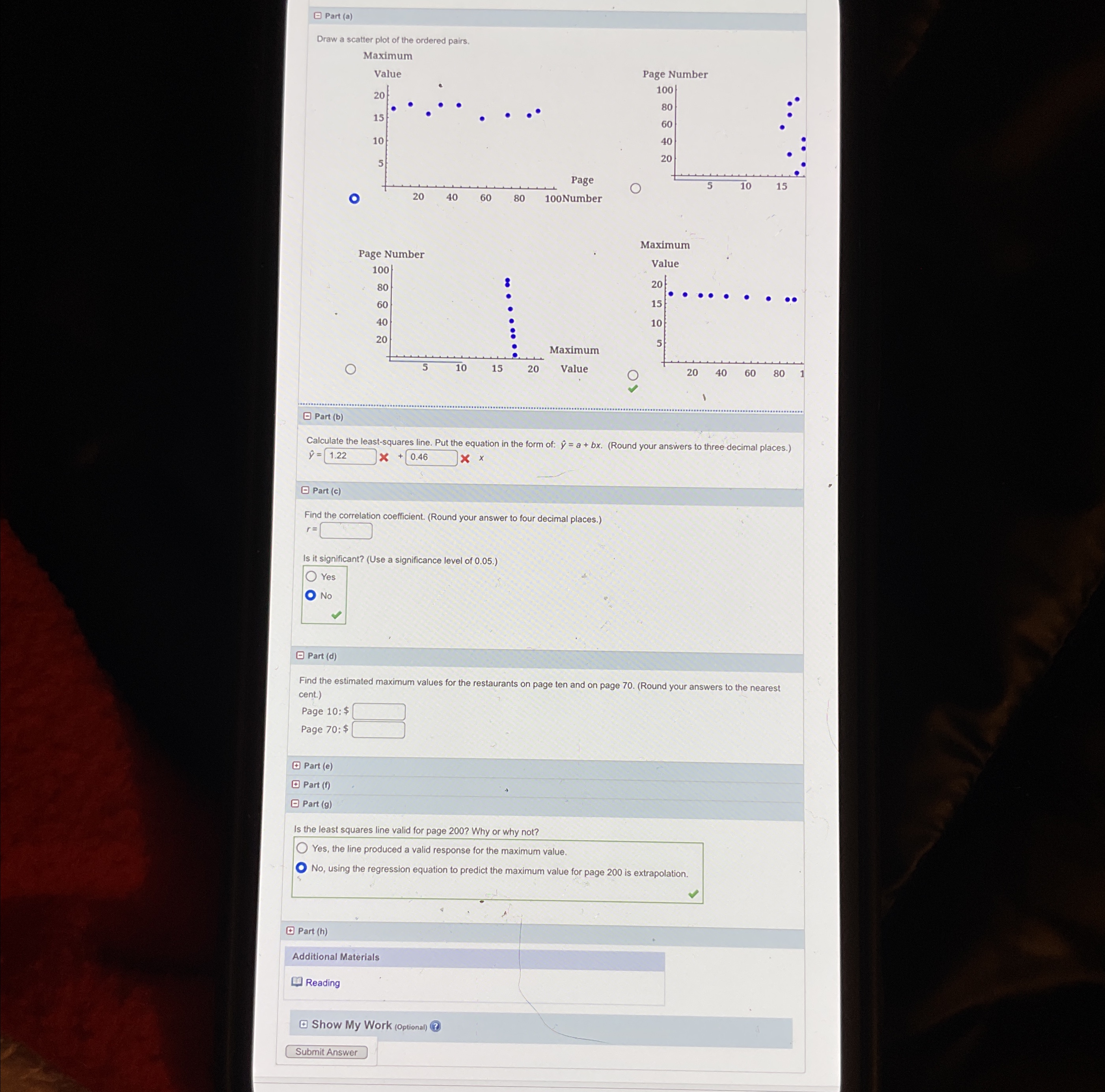 Part (a)Draw a scatter plot of the ordered pairs.C G | Chegg.com