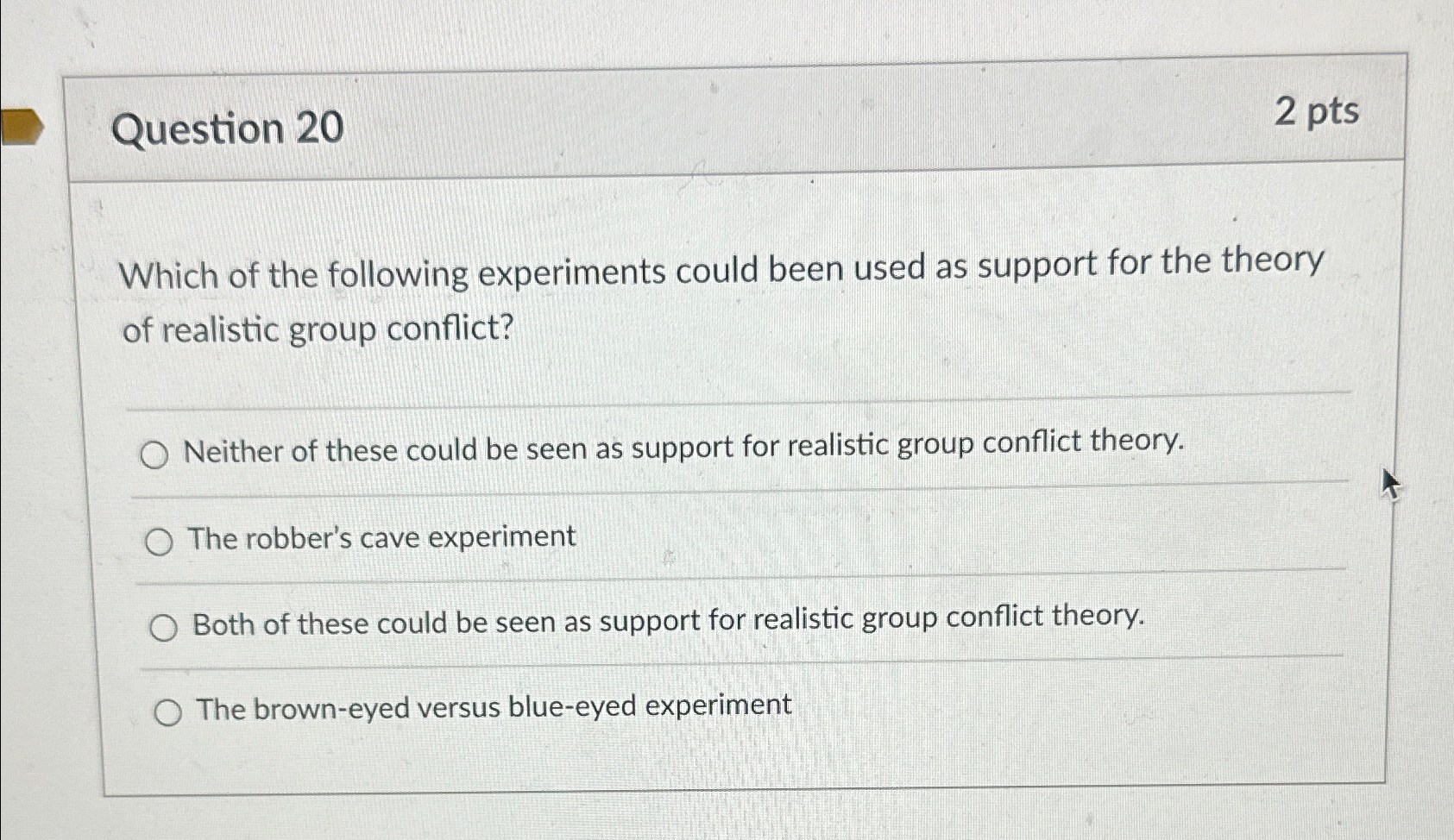 Solved Question 202 ﻿ptsWhich of the following experiments | Chegg.com