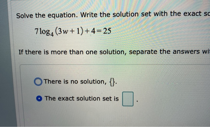 Solved Solve the equation. Write the solution set with the | Chegg.com