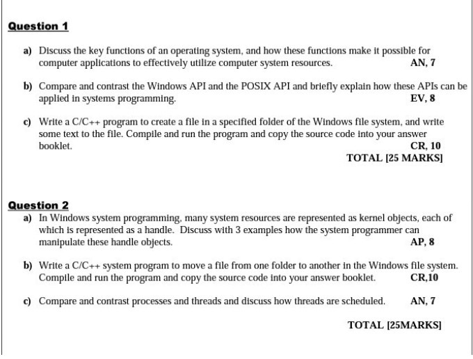 Question 1 a) Discuss the key functions of an | Chegg.com