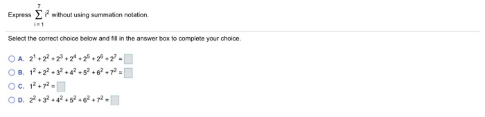 Solved Express 2 without using summation notation. Select | Chegg.com