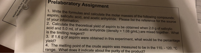 Solved Prelaboratory Assignment 1. Write the formulas and | Chegg.com