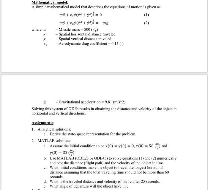 Solved Mathematical model: A simple mathematical model that | Chegg.com