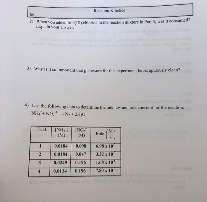 Reaction Kinetics 66 when you added iron(III) | Chegg.com