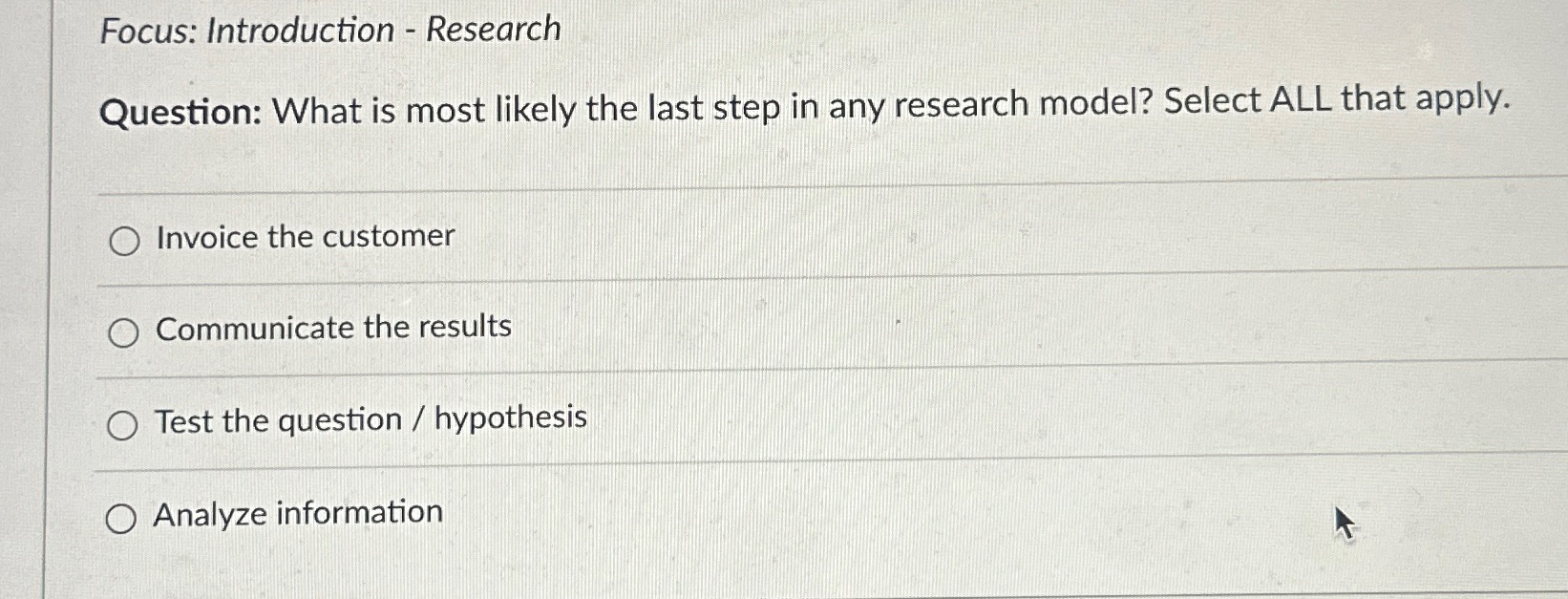 Solved Focus: Introduction - ﻿ResearchQuestion: What is most | Chegg.com