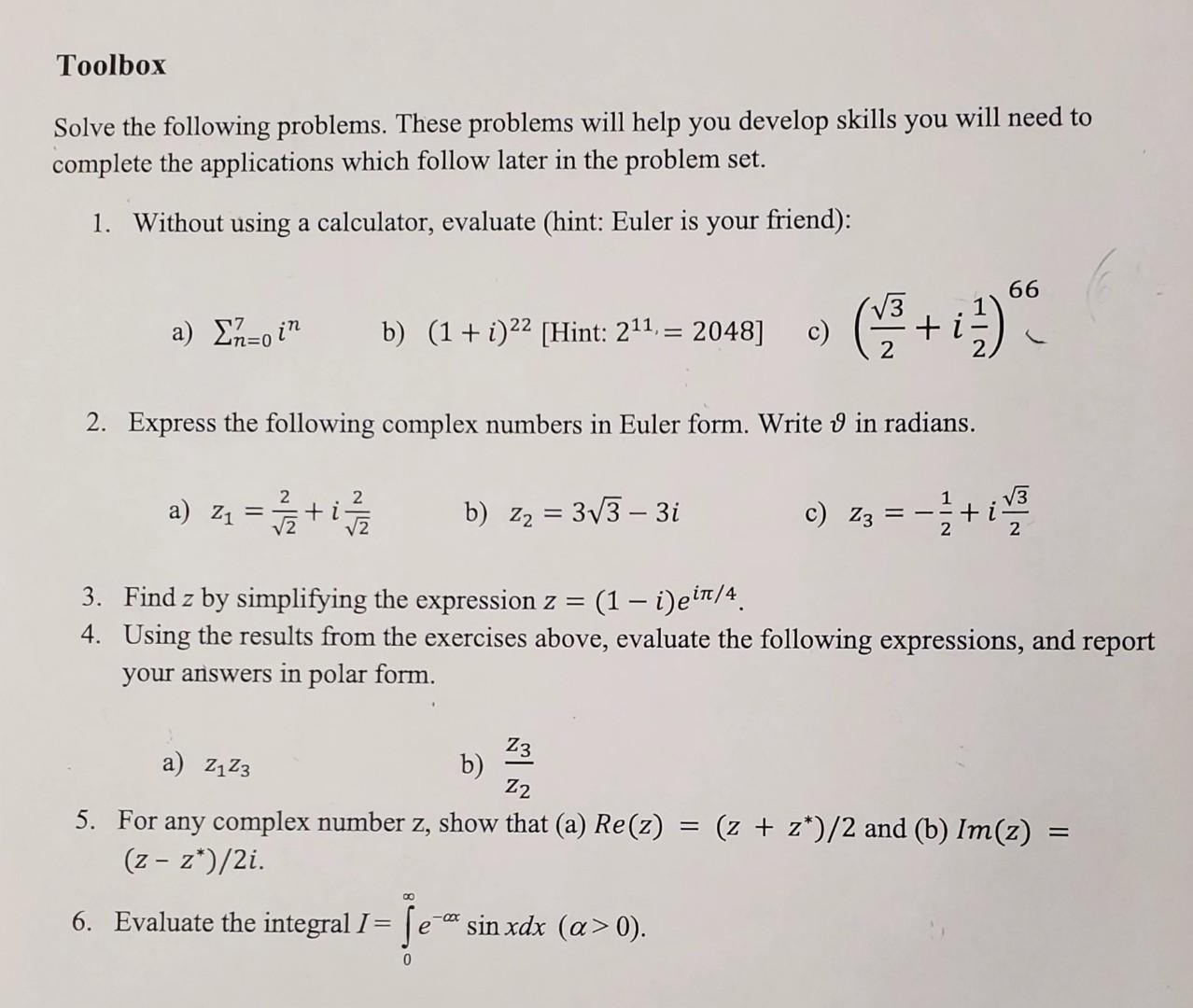 Solved Toolbox Solve the following problems. These problems | Chegg.com